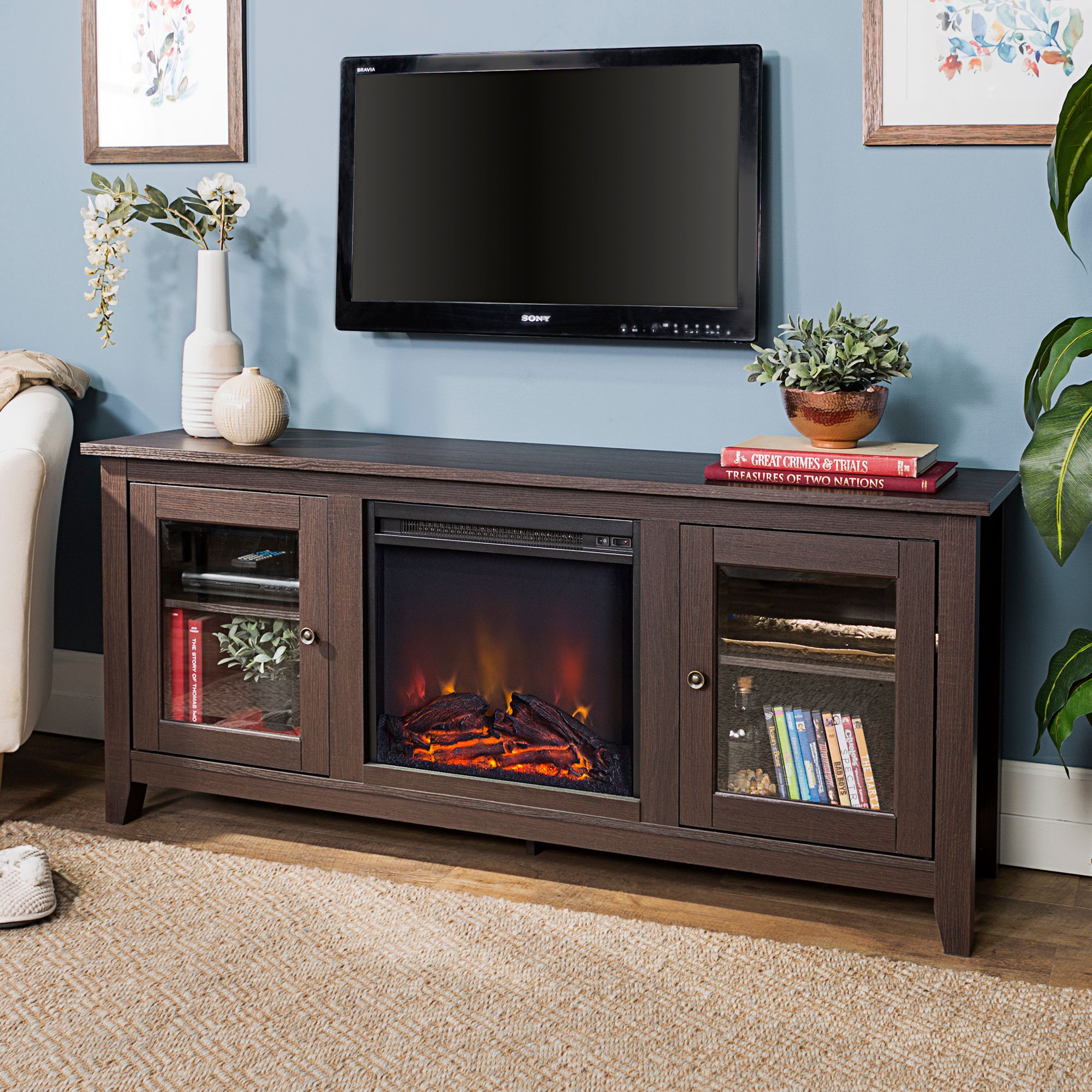 Bjs fireplace tv stand store