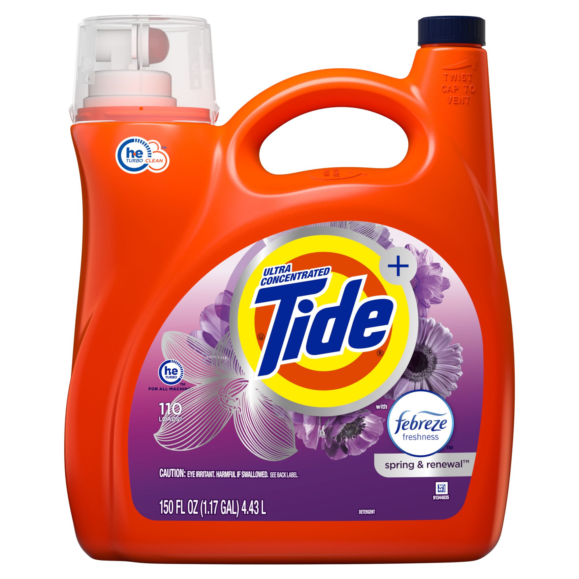 Tide Plus Febreze Spring and Renewal Liquid Laundry Detergent, 150 fl ...