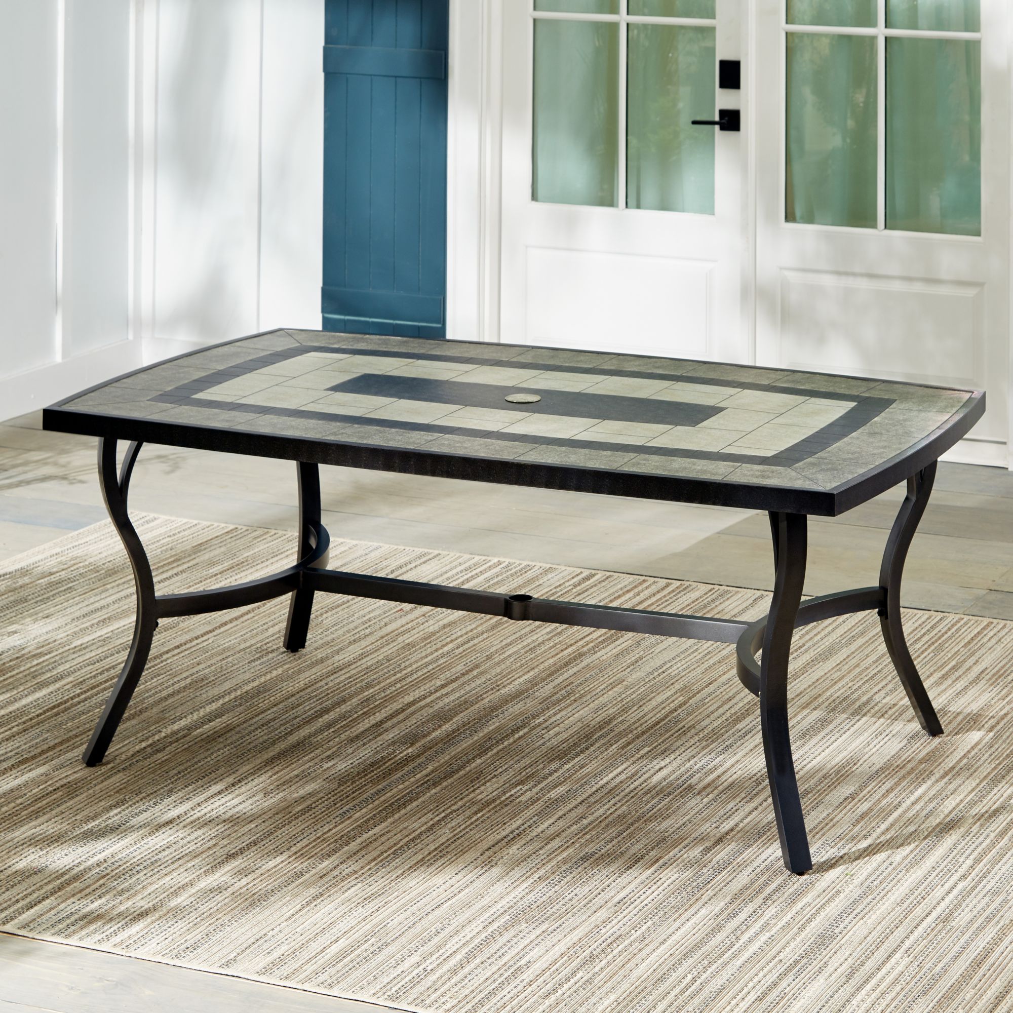 Berkley Jensen Rowley 7 Pc. Aluminum Dining Set Slate Blue