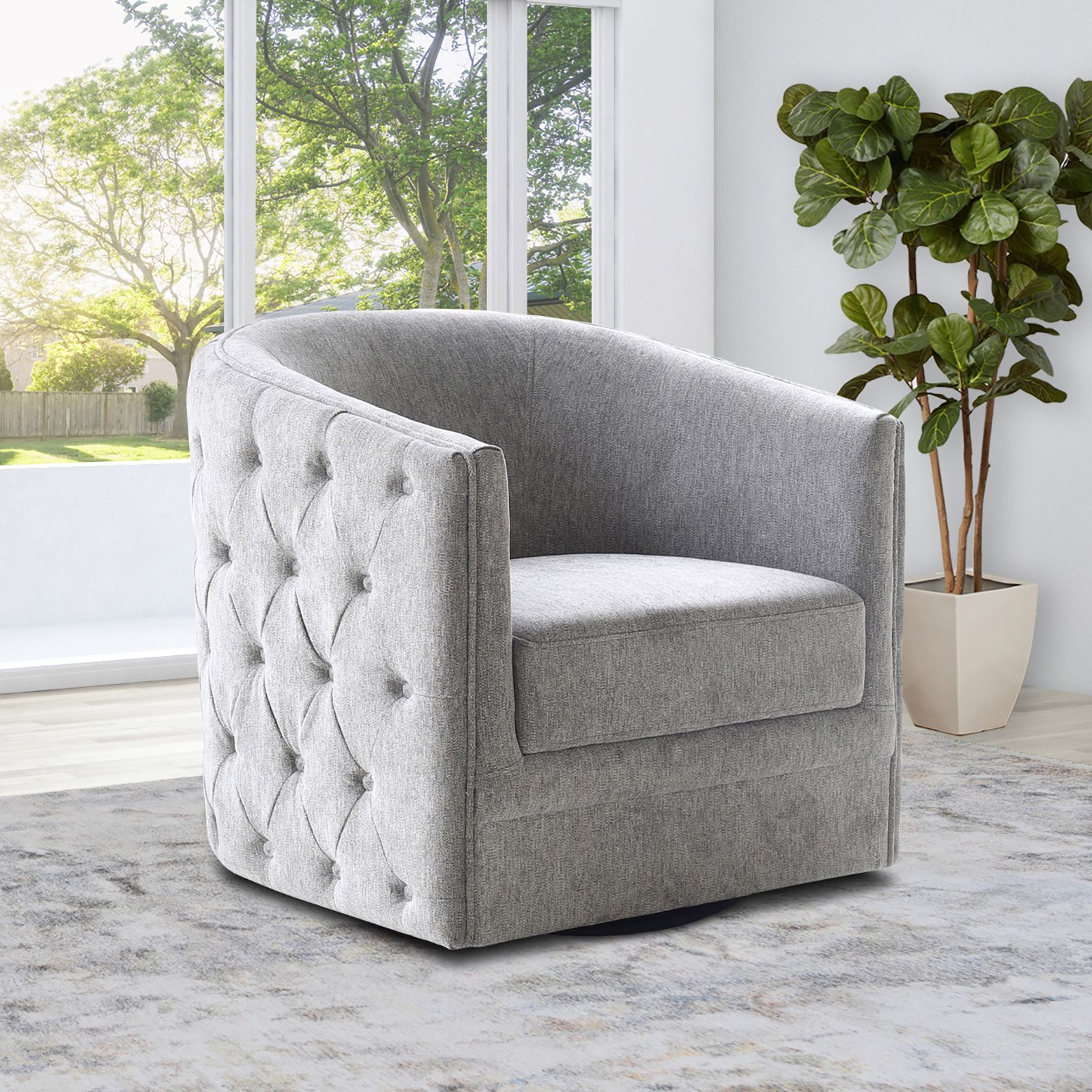 Abbyson Polyester Fabric Swivel Chair Light Gray BJ s Wholesale Club