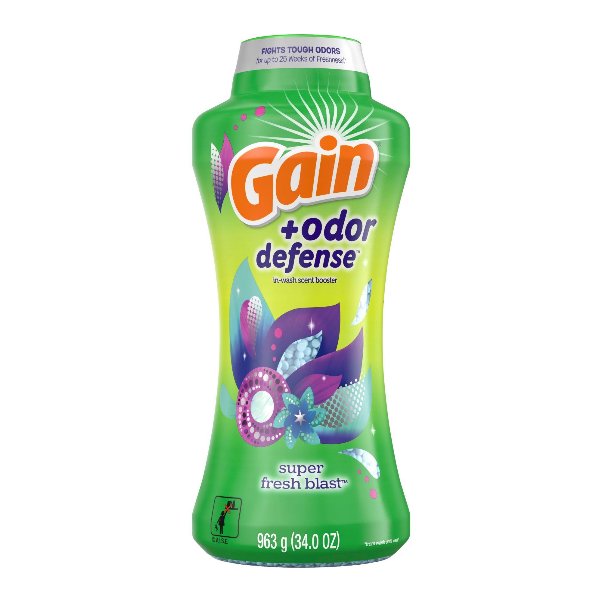 Gain + Odor Defense In-Wash Scent Booster, 34 oz., Super Fresh Blast ...
