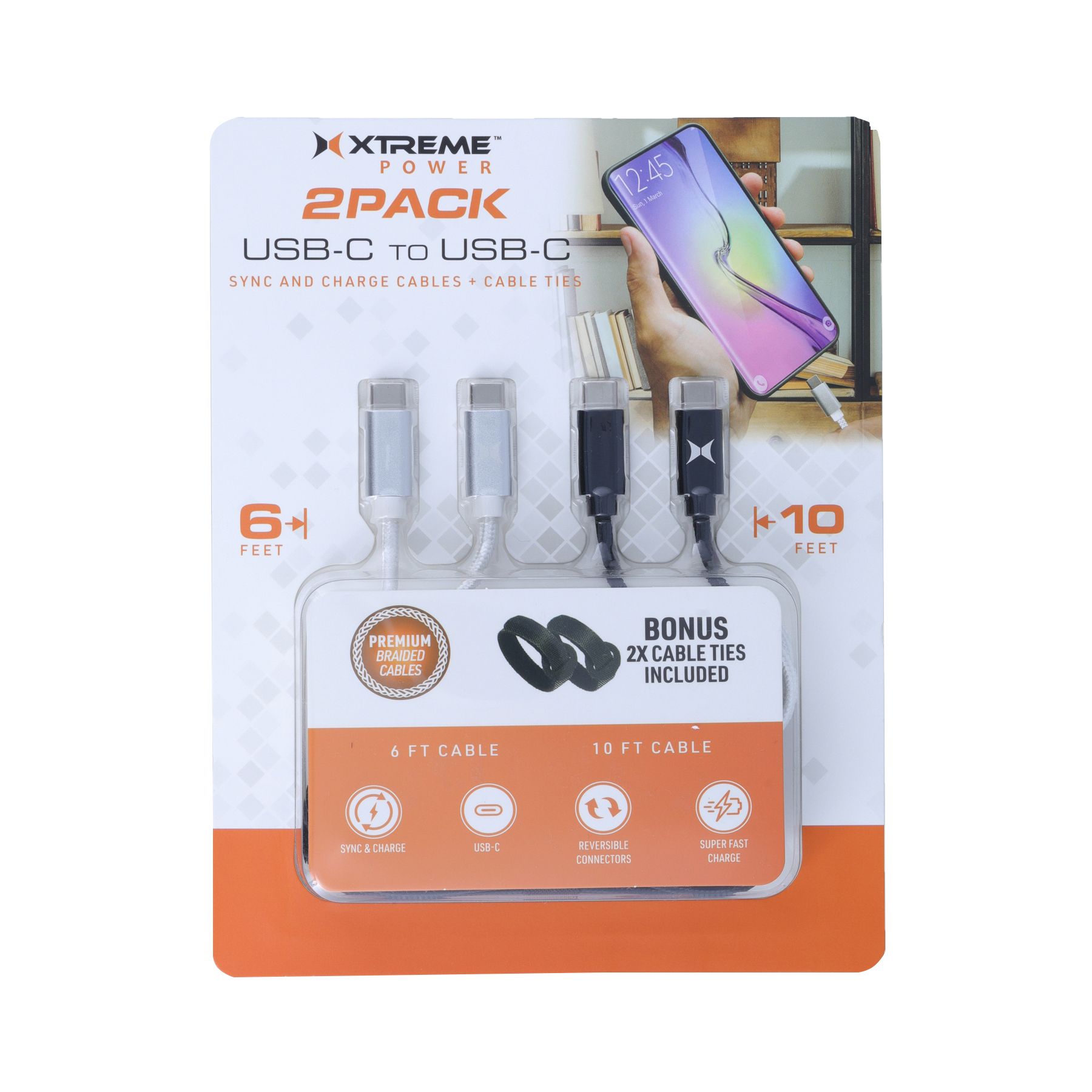 Xtreme 6' and 10' Premium Braided Cables C to C | BJ's Wholesale Club