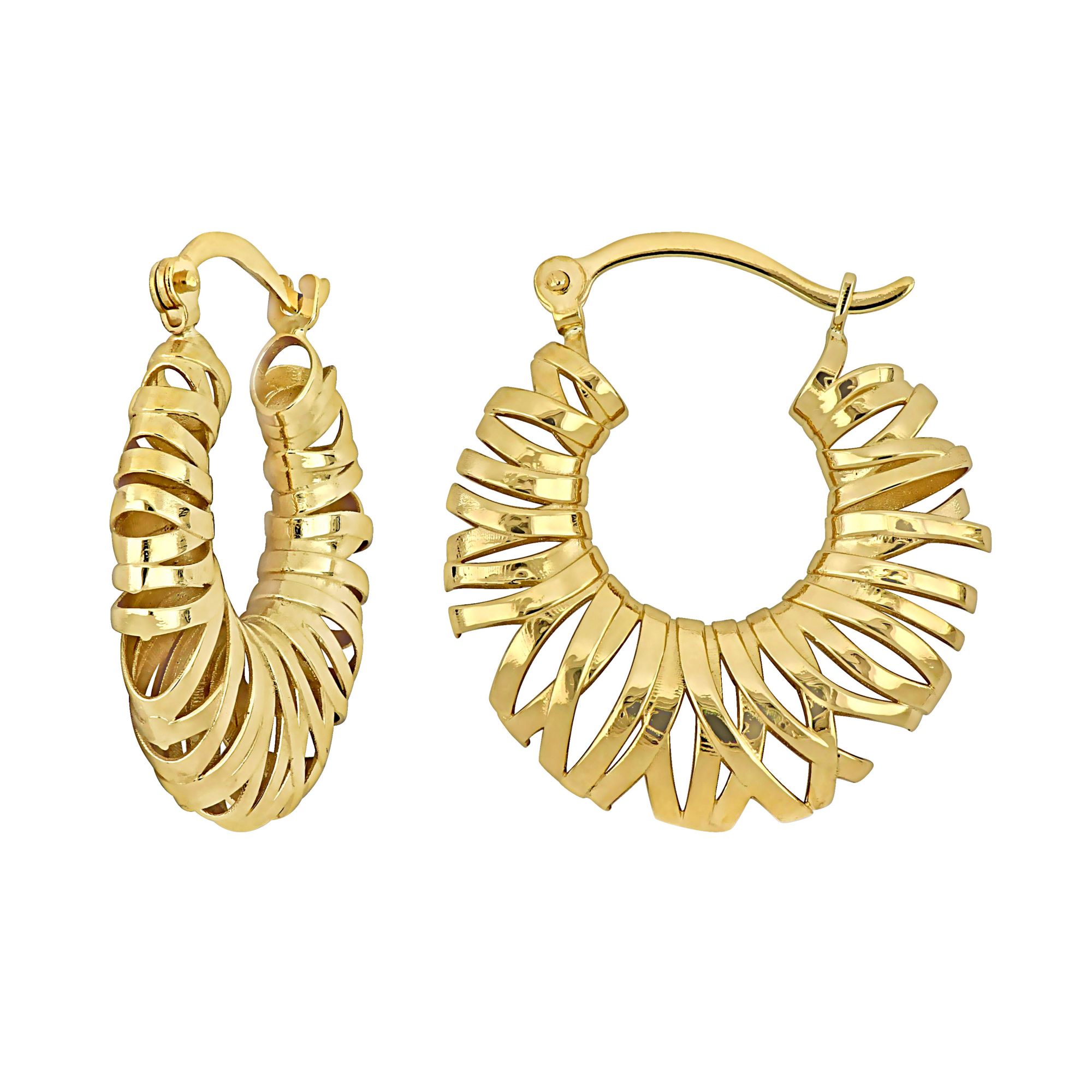 Puff Hoop Earrings In 10k Yellow Gold Bjs Wholesale Club