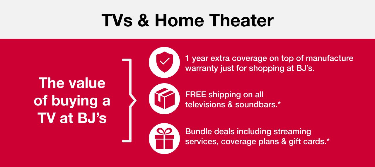 TVs & Home Theater Systems for Every Home | BJ's Wholesale Club